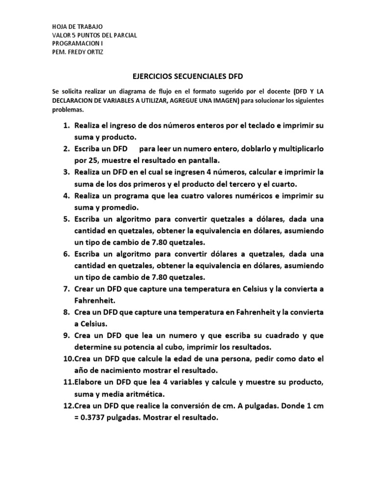 Ejercicios Secuenciales DFD | PDF | Algoritmos