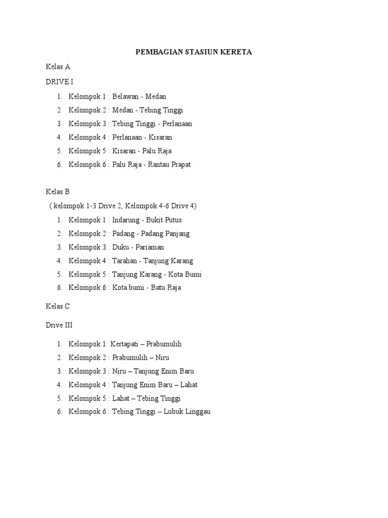 Pembagian Stasiun Kereta Tubes | PDF