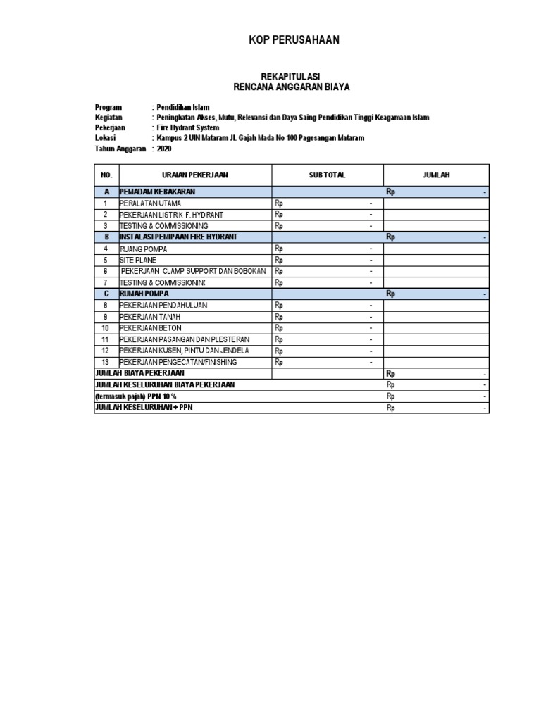 Boq Fire Hydrant System Uin 2020 | PDF