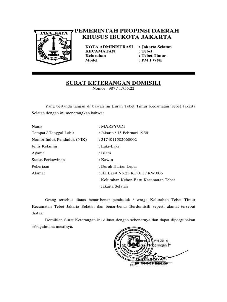 Surat Domisili | PDF