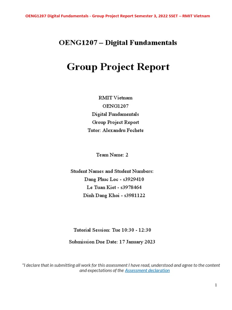 OENG1207 Group Project Template S32022 | PDF
