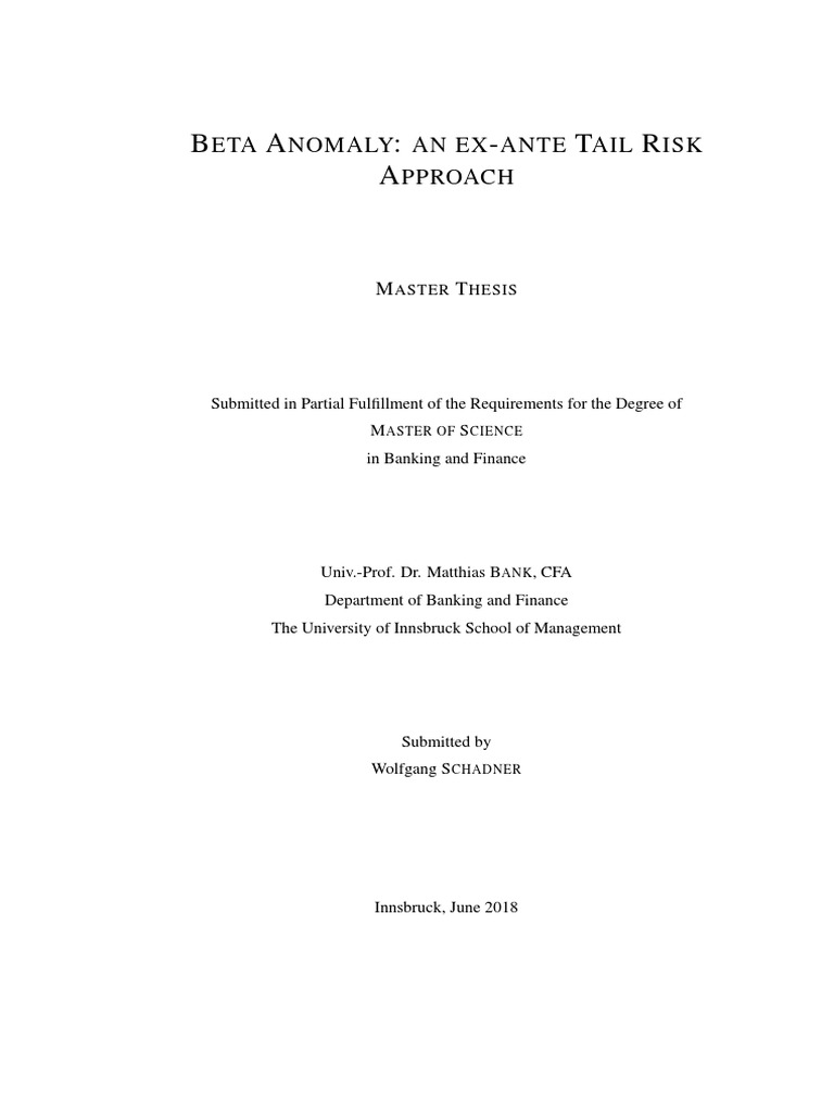 Beta Anomaly An Ex-Ante Tail Risk | PDF | Capital Asset Pricing Model ...