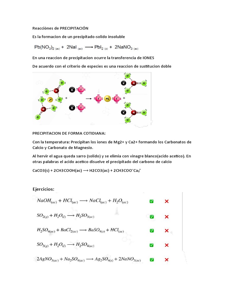 Reacciónes de PRECIPITACIÓN | PDF