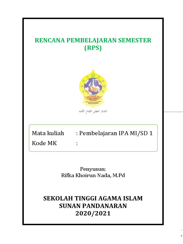 RPS Pembeljaran Ipa 1 Mi Staispa | PDF | Karier & Perkembangan | Sains ...