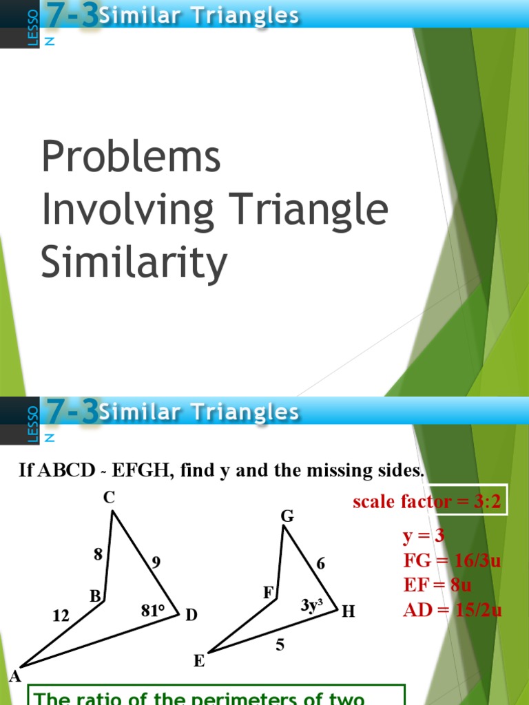 G9 Math Q3 - Week 9 - Problem Involving Triangle SIMILARITY | PDF | Geometric Shapes | Euclidean ...