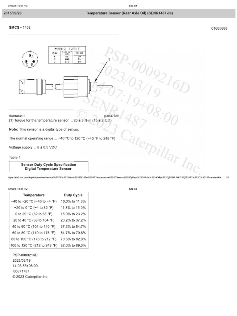 CAT 785C Differential - Axle Oil Temperature Sensor | PDF