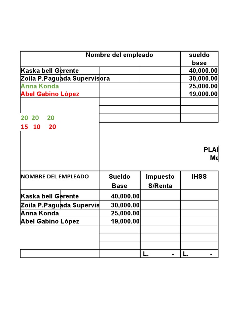Formato Planilla-Ejercicio Clase 2023 | PDF
