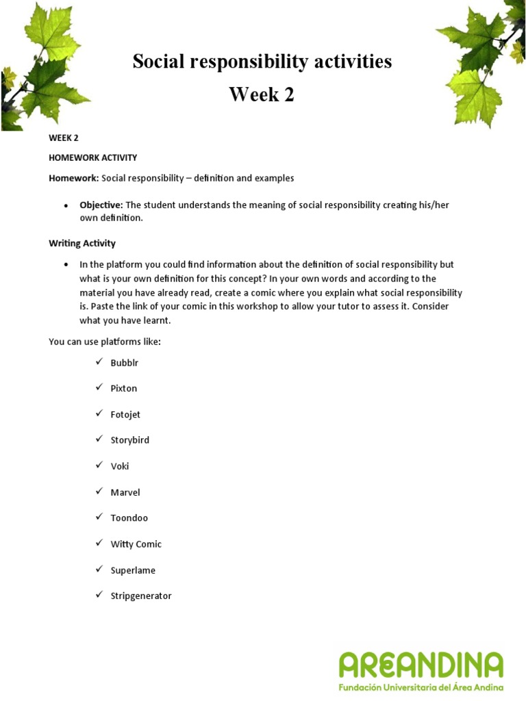 Social Responsibility Activities Week 2 | PDF | Video | Cognitive Science