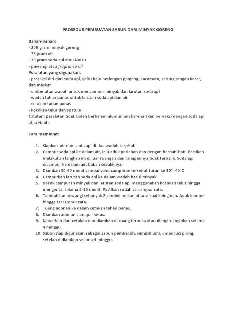 Prosedur Pembuatan Sabun | PDF