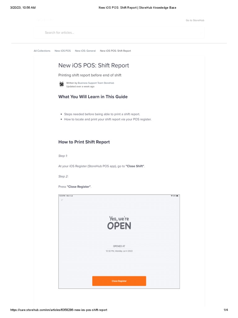 New iOS POS - Shift Report - StoreHub Knowledge Base | PDF | Ios ...