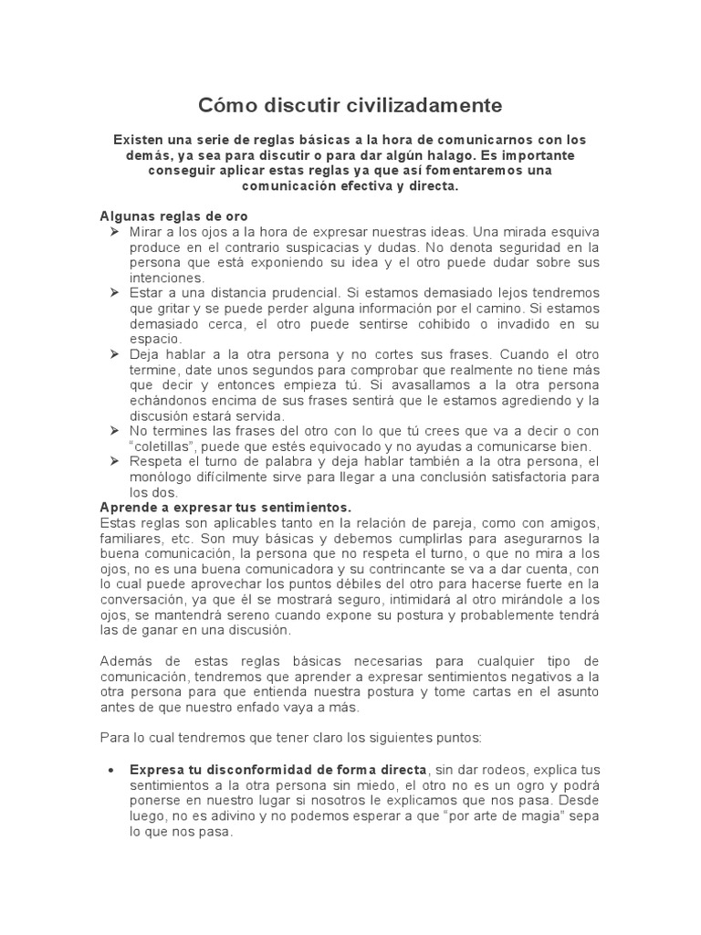 Reglas para discutir civilizadamente | PDF