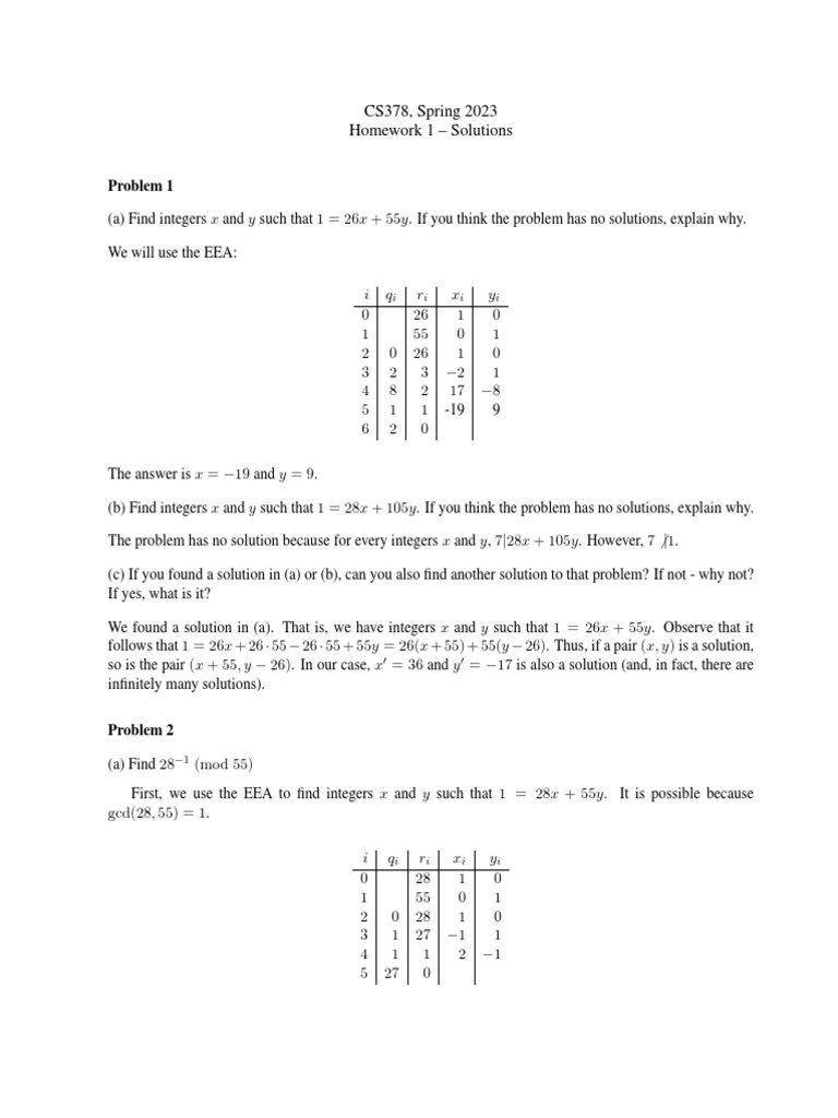 HMWK 1 Solutions PDF | PDF | Algebra | Mathematical Objects