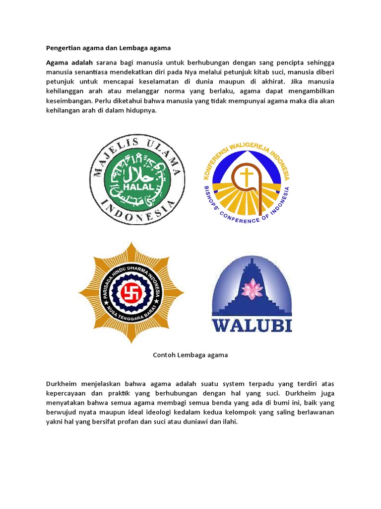 Pengertian Agama Dan Lembaga Agama | PDF