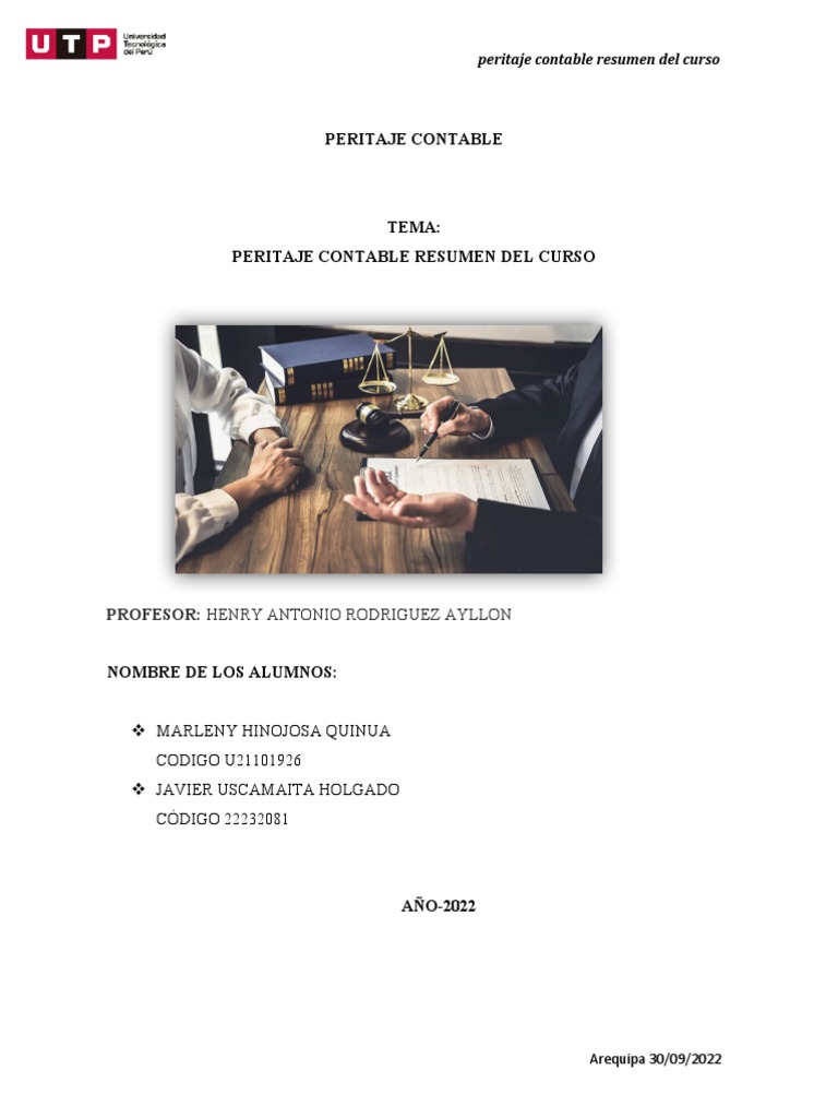 Resumen del Curso de Peritaje Contable | PDF | Testigo experto | Experto