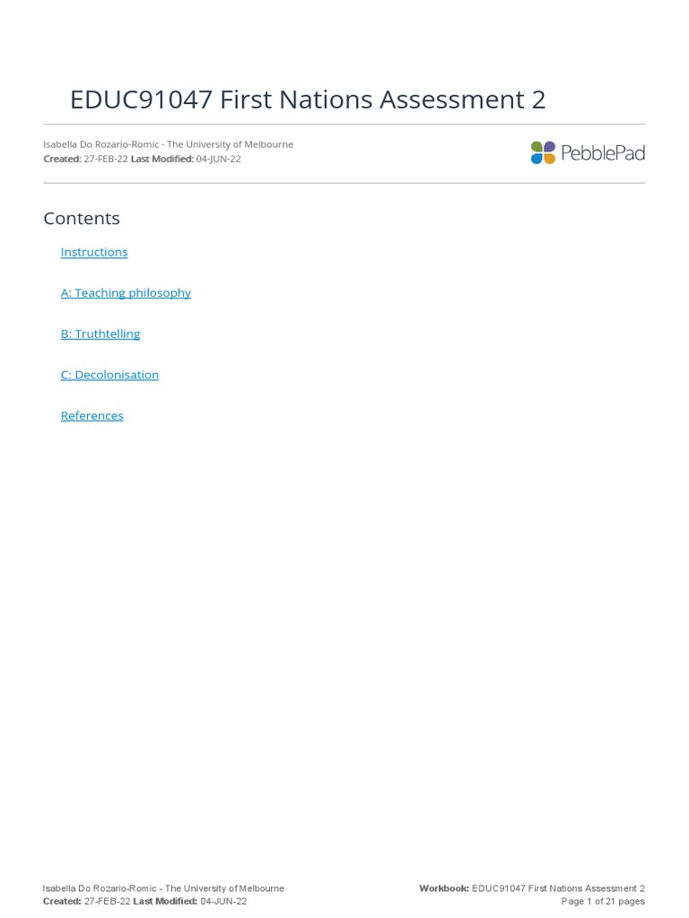 EDUC91047 First Nations Assessment 2 | PDF | Indigenous Australians ...