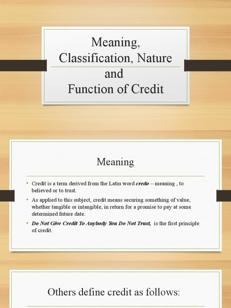 1 Meaning Classification Nature and Function of Credit | PDF | Credit ...
