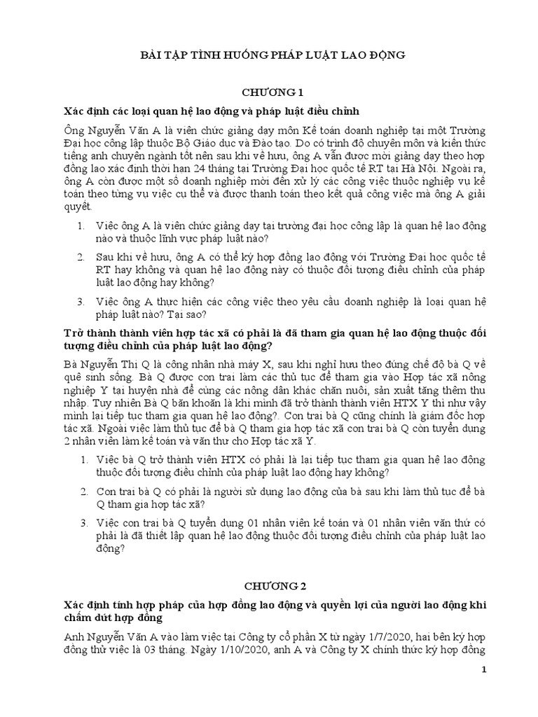 Bai Tap Tinh Huong PLLD - SV | PDF