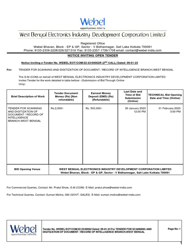 Webel - Eot - Com - 22-23 - 00062R (2ND Call) | PDF | Image Scanner ...