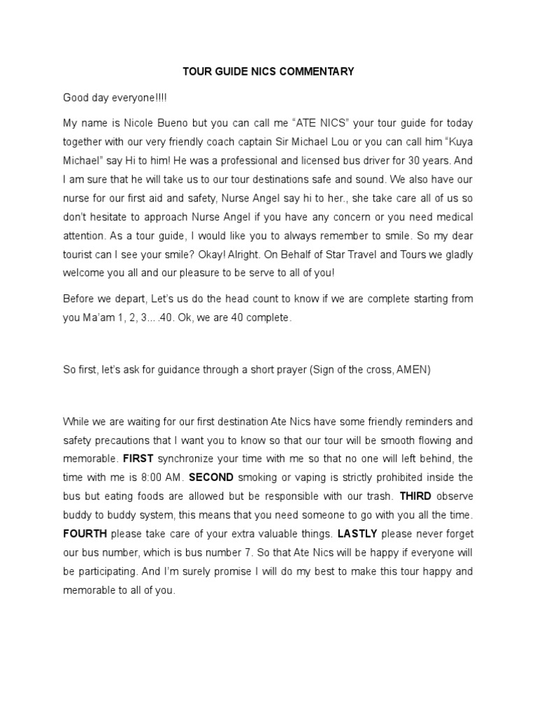 Tour Guide Commentary for Palawan | PDF | Cooking, Food & Wine