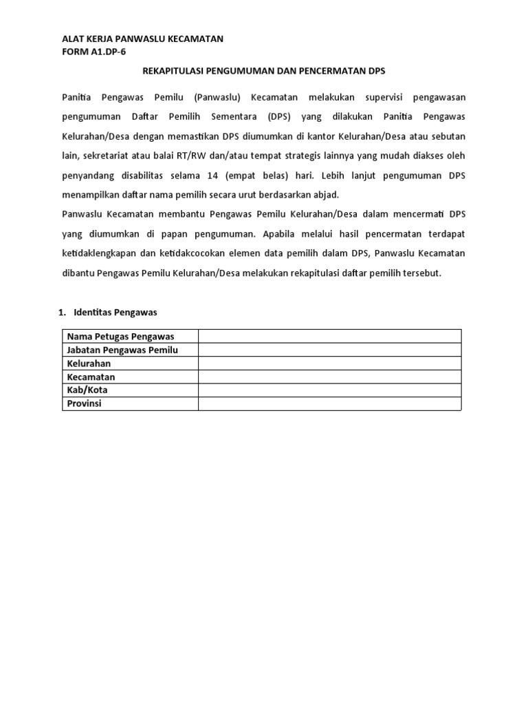 REV - Pengawasan Rekapitulasi Pengumuman DPS Dan Pencermatan DPS | PDF