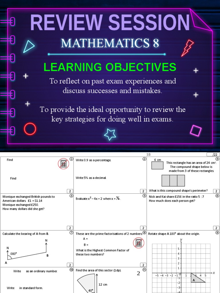 Mathematics 8: Learning Objectives | PDF | Area | Elementary Mathematics