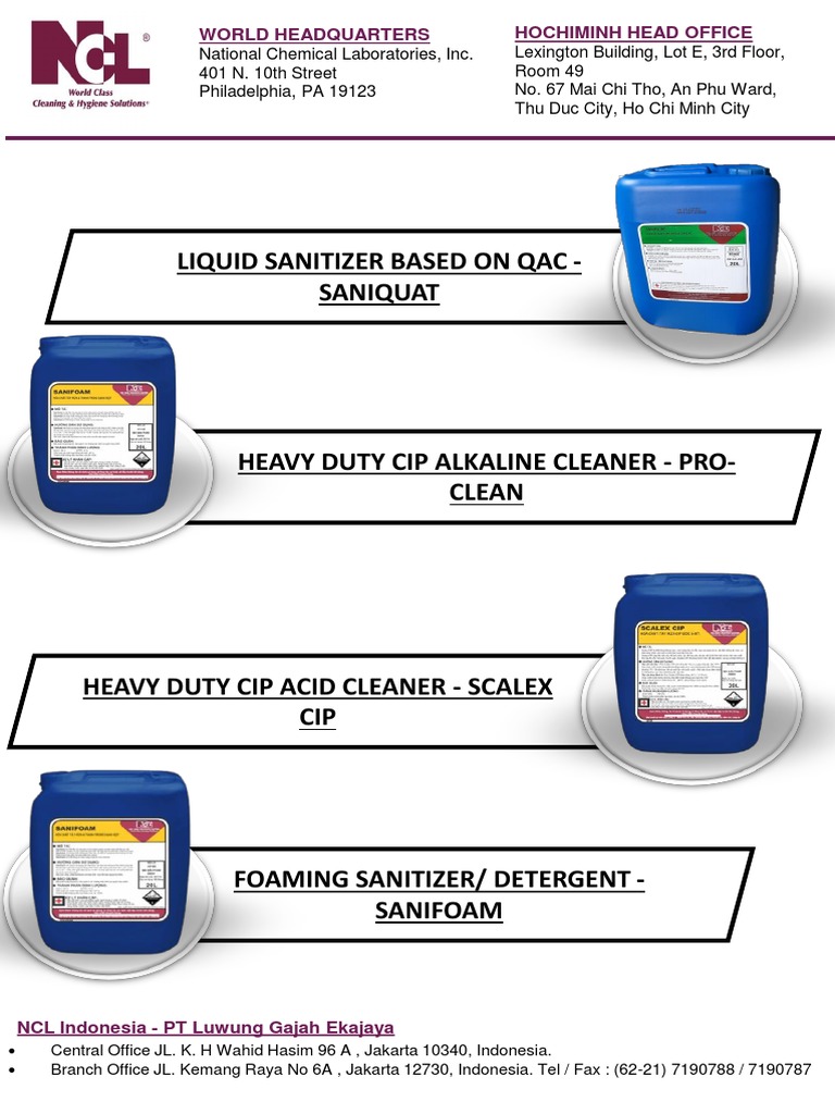 Product Spesification NCL | PDF | Sodium Hydroxide | Disinfectant