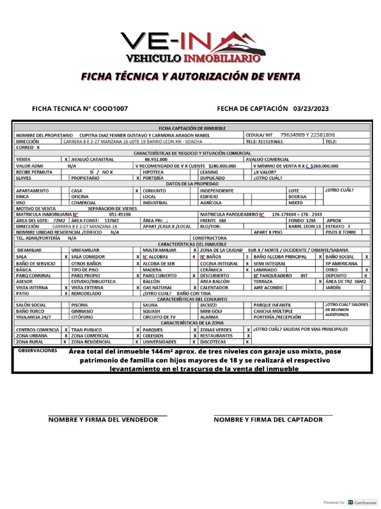Ficha Tecnica Casa Leon 13 | PDF
