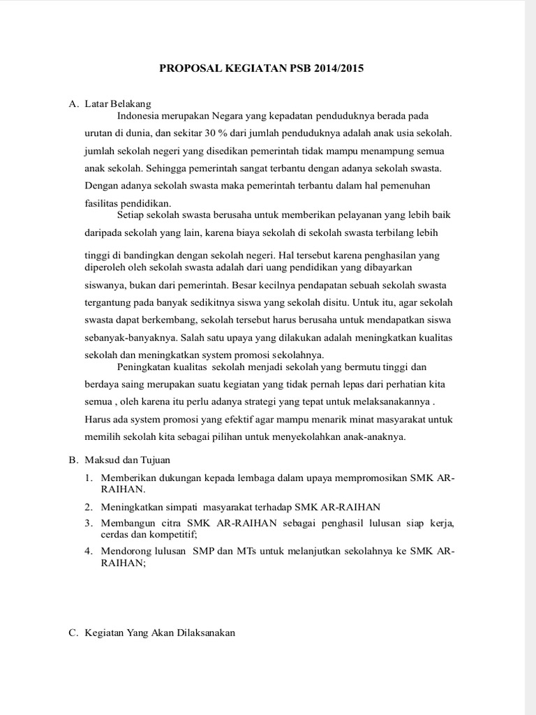 Proposal Program Promosi Sekolahdocx | PDF