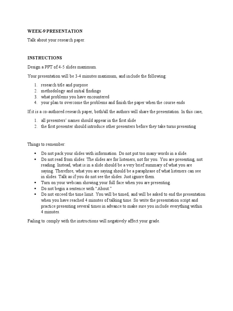 1 Instructions For Presentation | PDF | Career & Growth