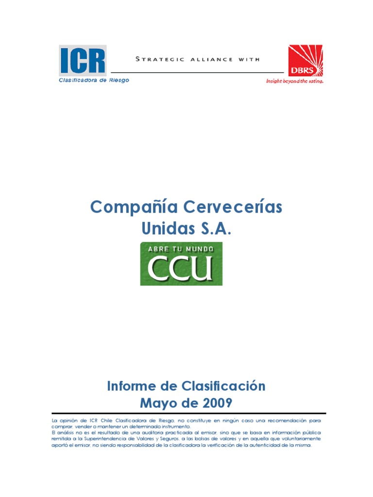 Ccu Informe de Clasificacion Mayo 2009 PDF | PDF | Economias