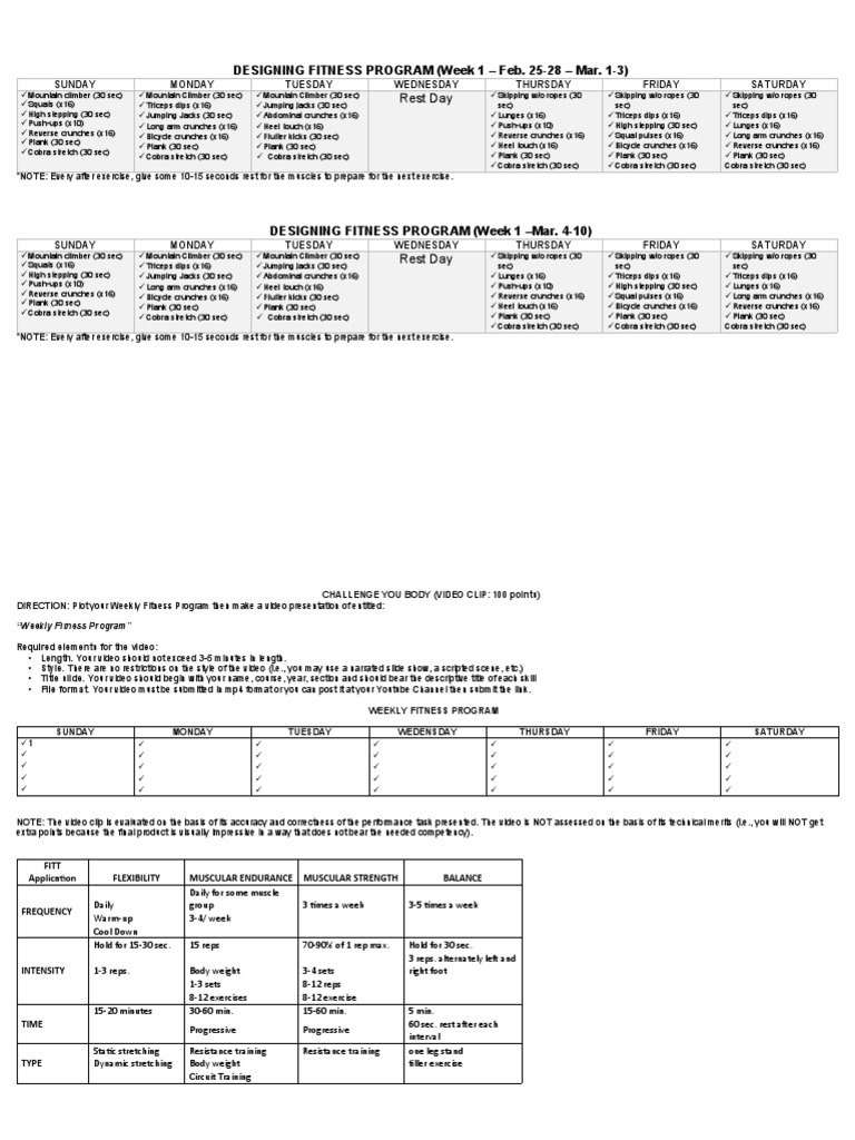 Designing Fitness Program Updated Pdf Strength Training Hobbies