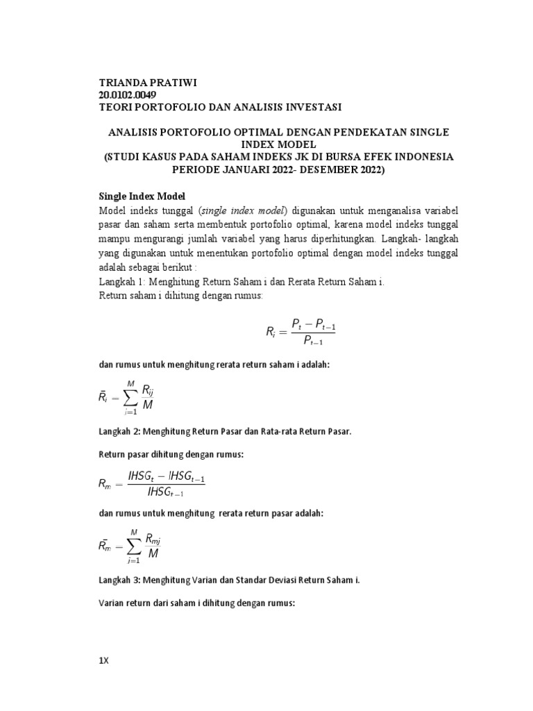 Analisis Portofolio Optimal | PDF