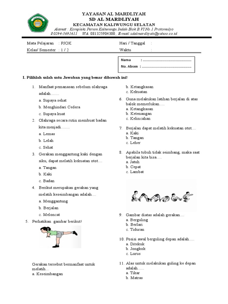 Soal Pts Kelas 1 SD Smester 2 | PDF