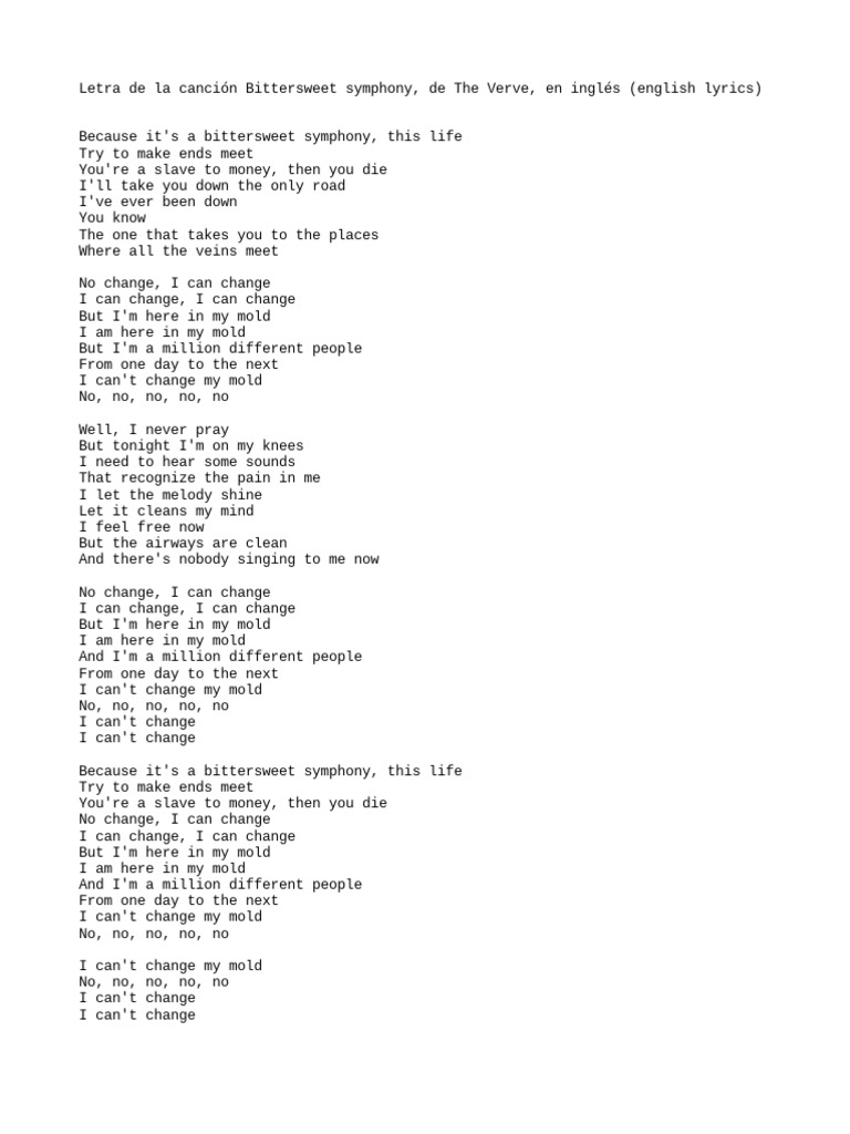 Bittersweet Symphony - The Verve | PDF | Música grabada | Canciones