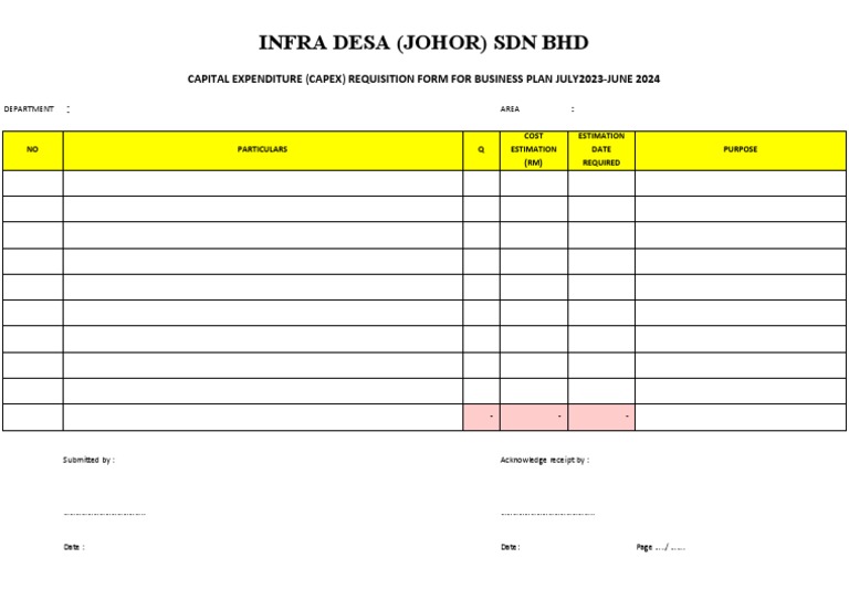 CAPEX Requisition Form 2023-2024 | PDF