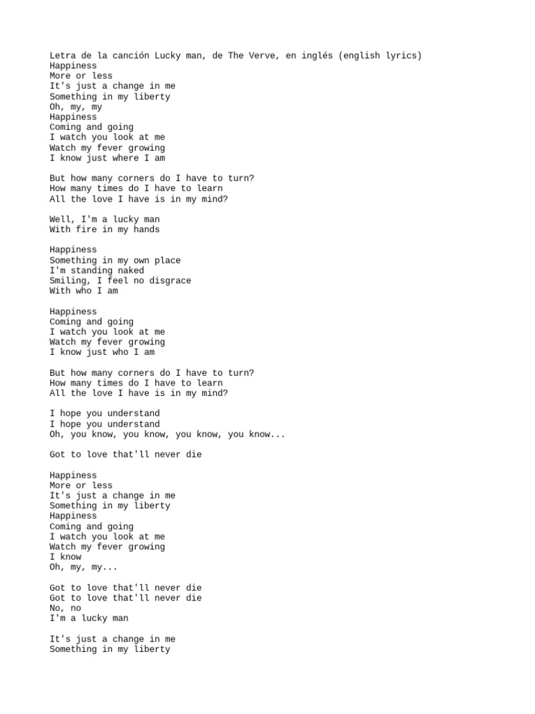 Lucky Man - The Verve | PDF | Música grabada