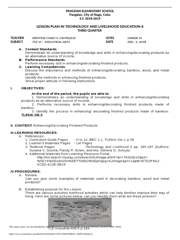 DLP Cot Industrial Arts Tle | PDF | Varnish | Paint