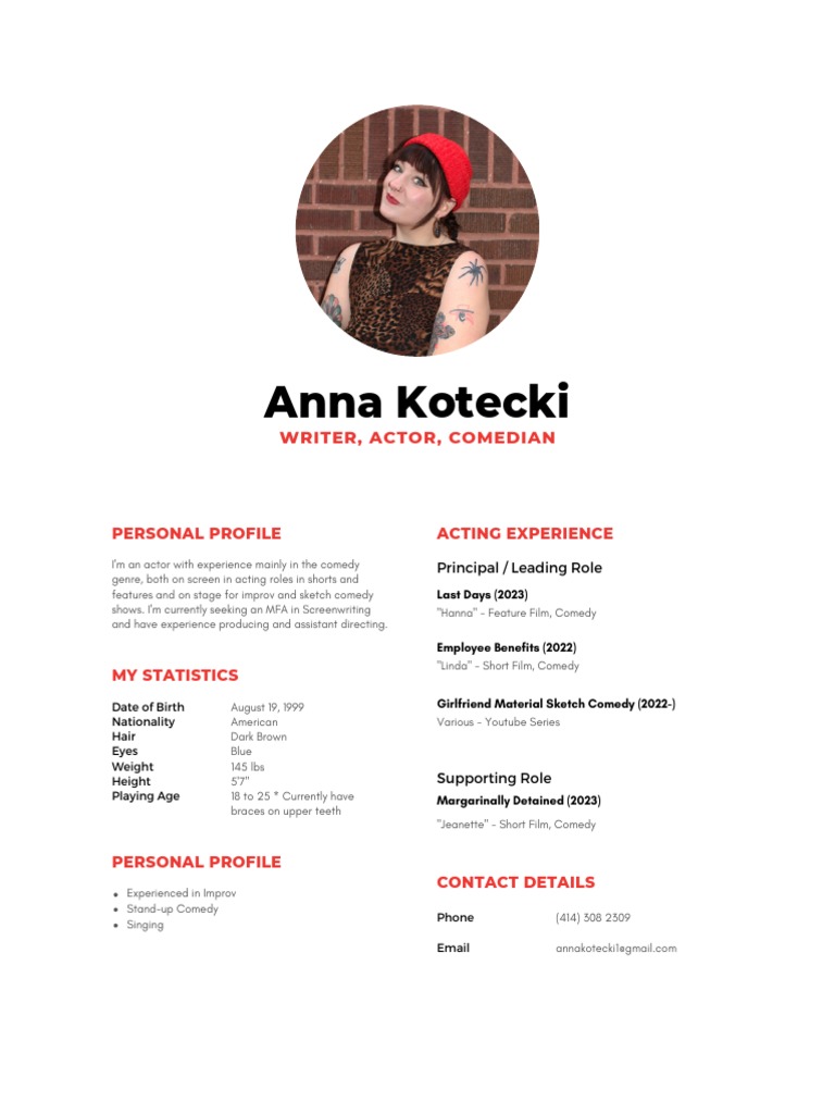Anna Kotecki Acting Resume Jan 2023 | PDF