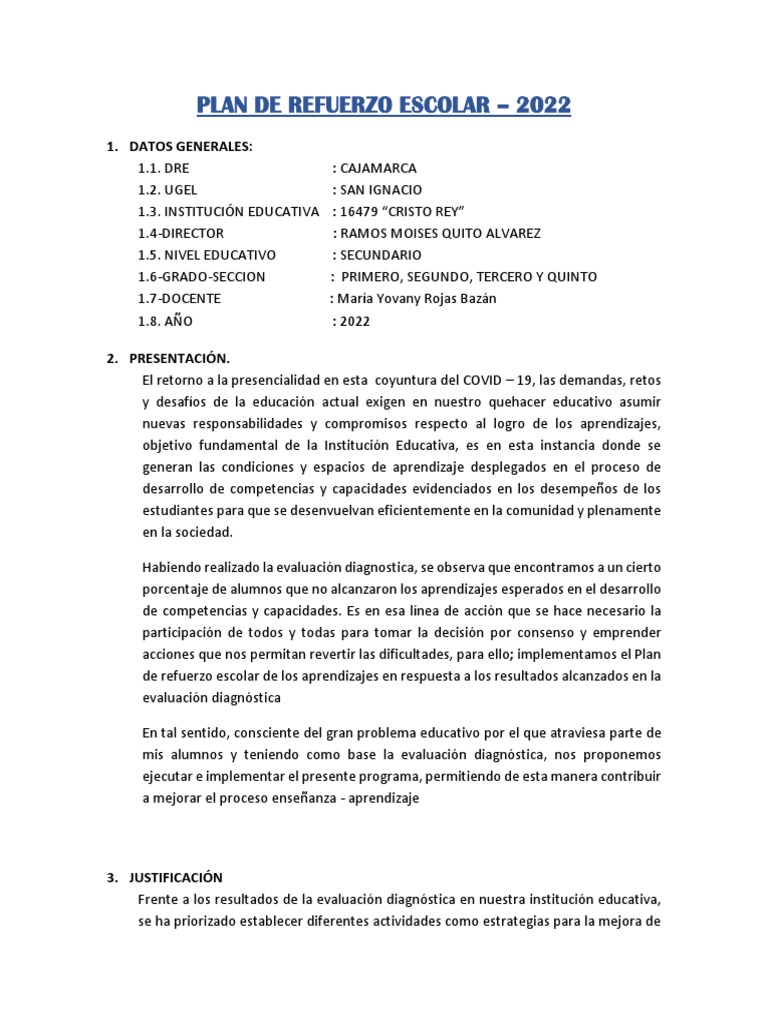 Refuerzo Escolar Pdf Evaluación Maestros