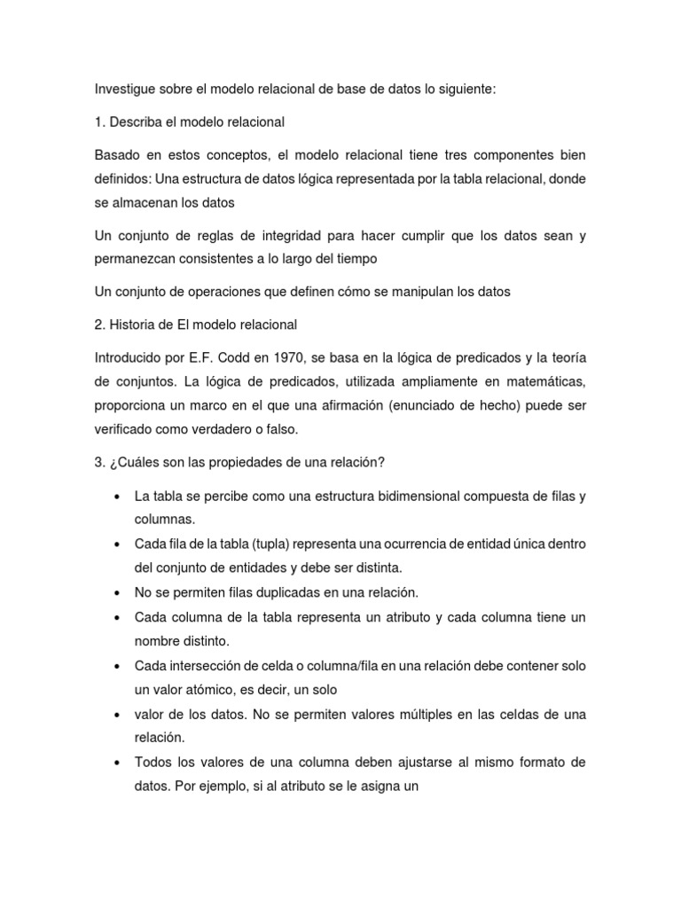Base de Datos 8 | PDF | Modelo relacional | Base de datos relacional