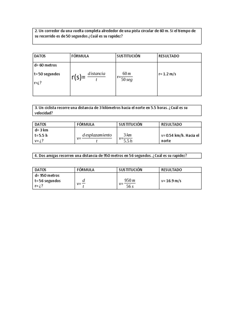 Problemas Velocidad Rapidez | PDF | Ciencia y matemáticas
