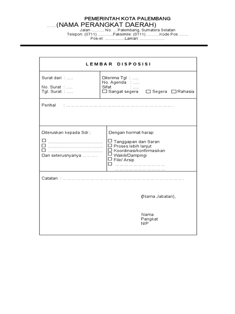 Lembar Disposisi Perangkat Daerah | PDF