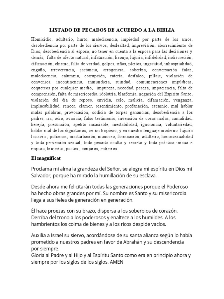 Lista de Pecados y El Magnificad | PDF