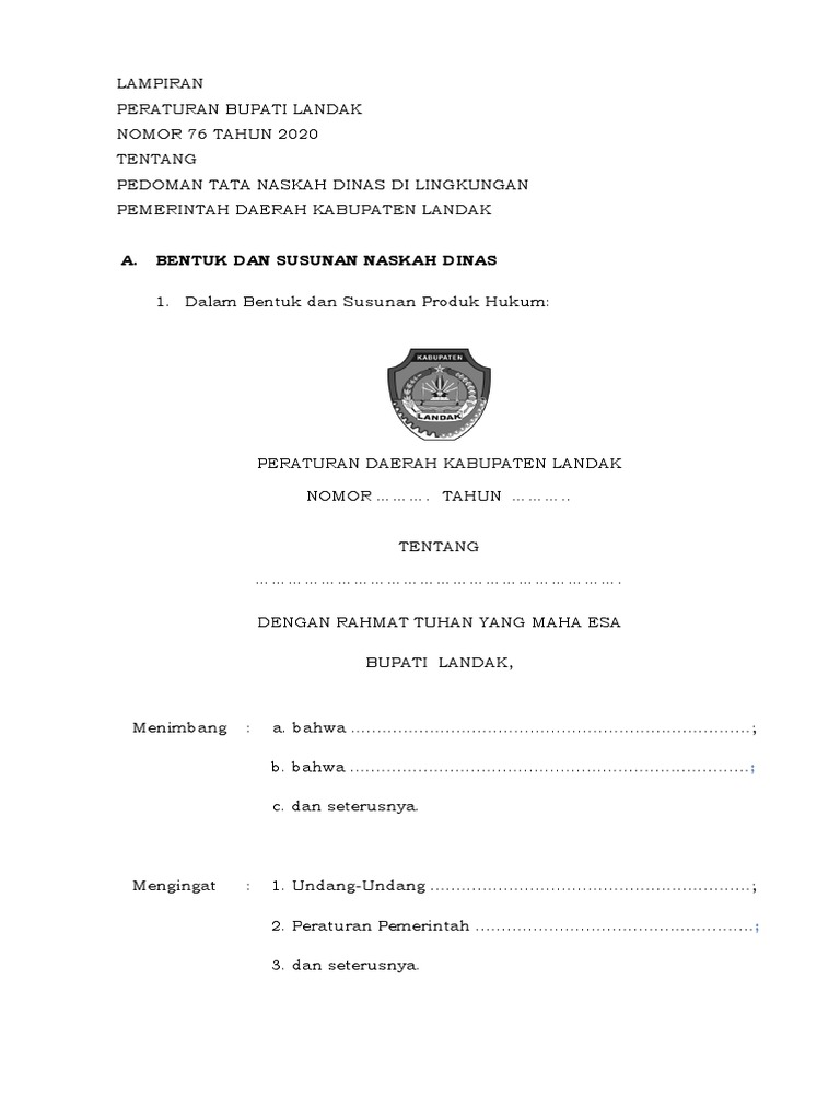 Salinan Lampiran Perbup Tata Naskah Dinas | PDF