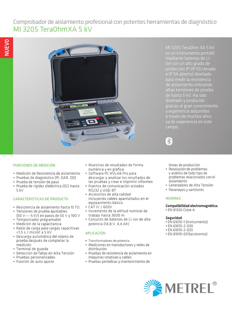 METREL - MI3205 SP TeraOhmXA 5 KV - Ssiagarcia@ | PDF | Resistor ...
