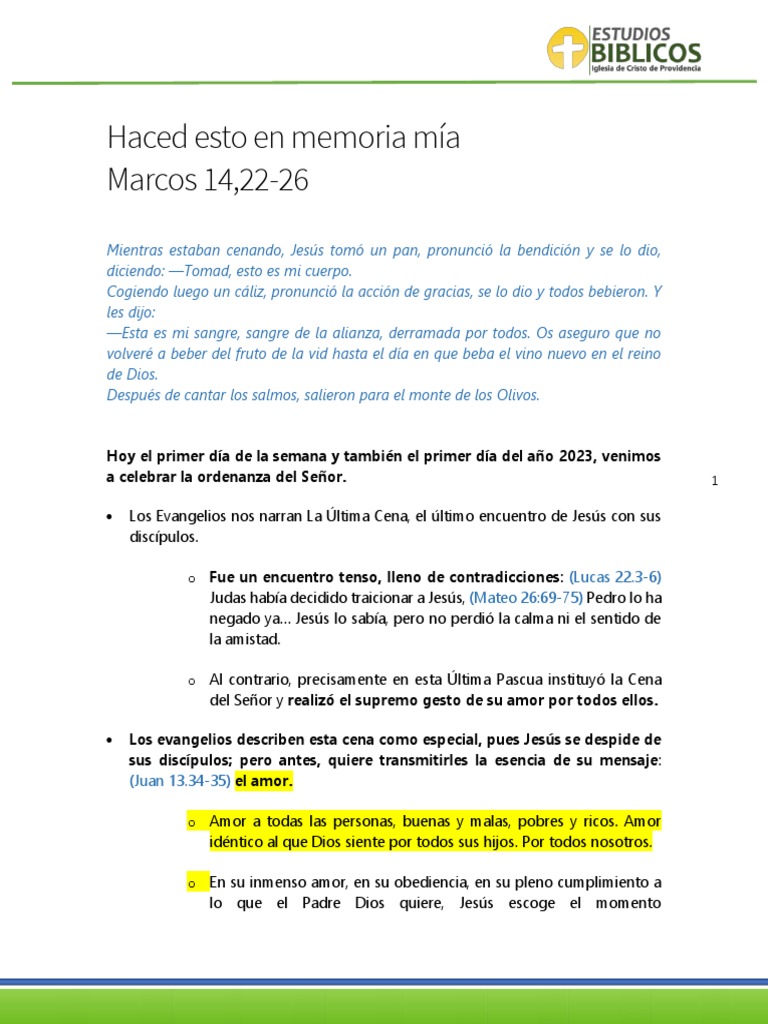 Haced Esto en Memoria Mía | PDF | Jesús | Última cena