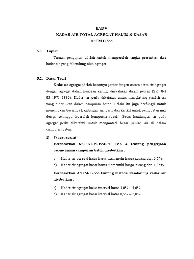 Kadar Air Agregat Halus dan Kasar | PDF | Metode & Bahan Ajar ...