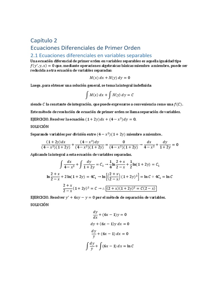 2 Ecuaciones Diferenciales de 1er Orden | PDF | Ecuaciones | Ecuaciones ...