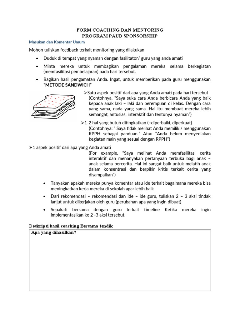 Form Coaching and Mentoring - ECCD | PDF