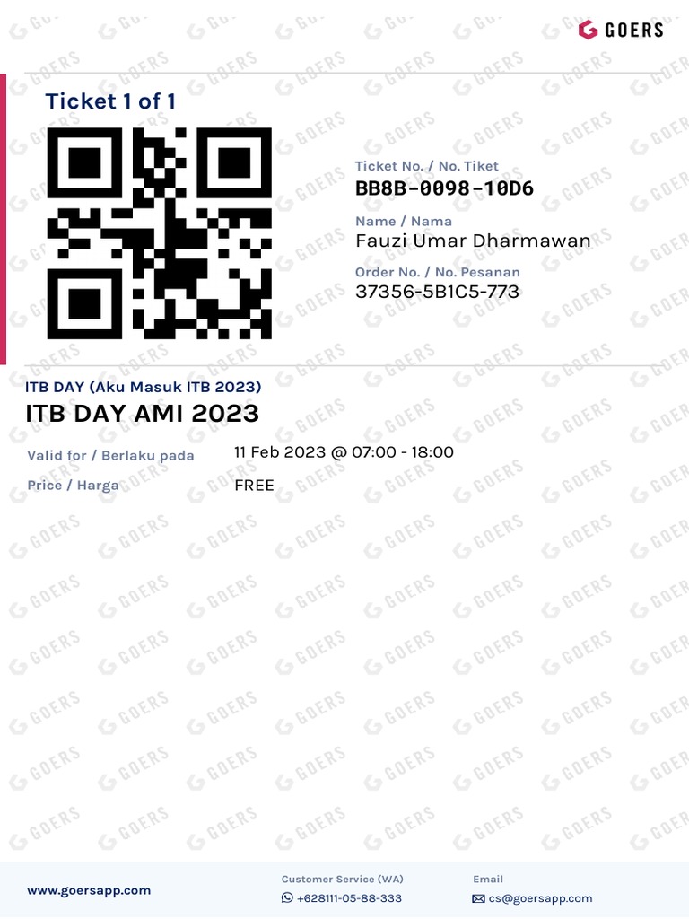 (Event Ticket) ITB DAY AMI 2023 - ITB DAY (Aku Masuk ITB 2023) - 1 37356-5B1C5-773 PDF | PDF